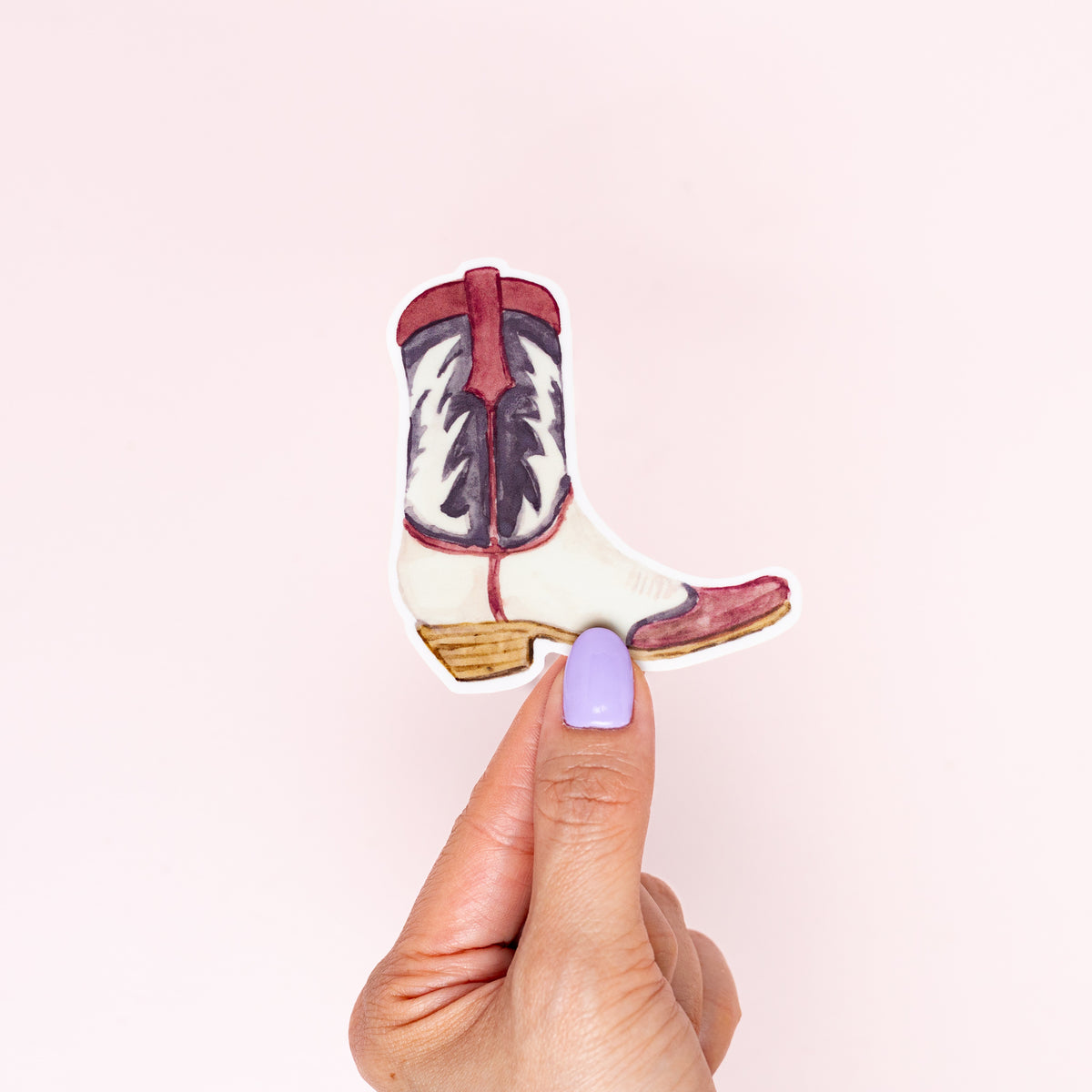 Cowboy Boot Sticker - Maroon and White – kathyphantastic